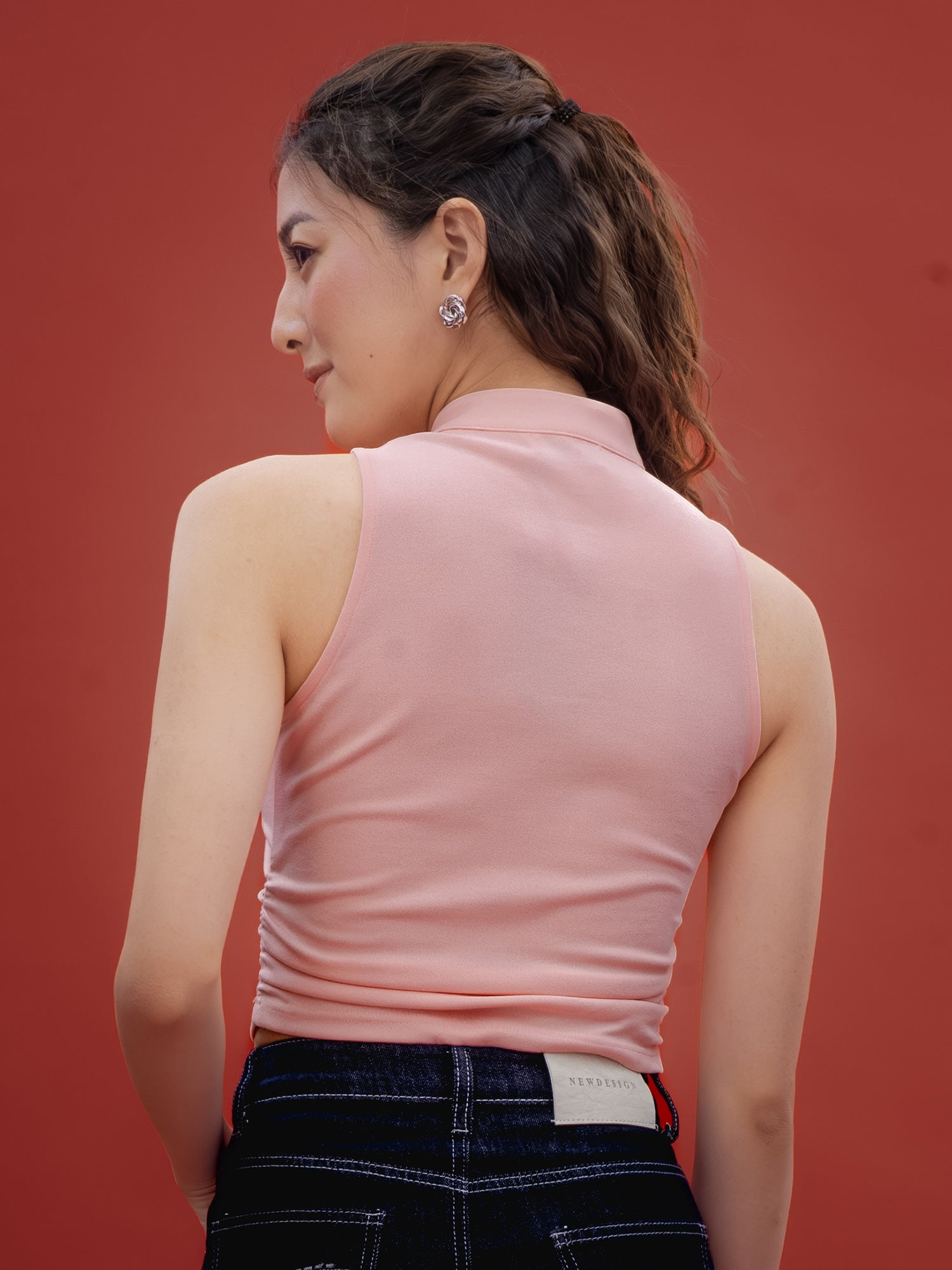 Mandarin Collar Cutout Crop Top – RAEA